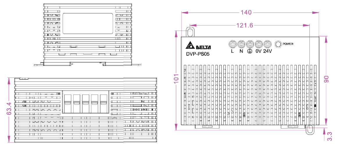 DVP-PS05 Блоки питания с креплением на DIN-рейку